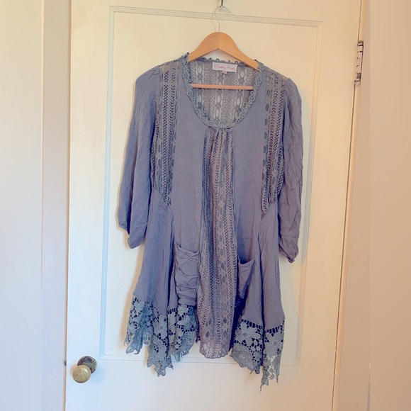 Pretty Angel | Dresses | Cottagecore Blue Dress Size Medium Flowy ...